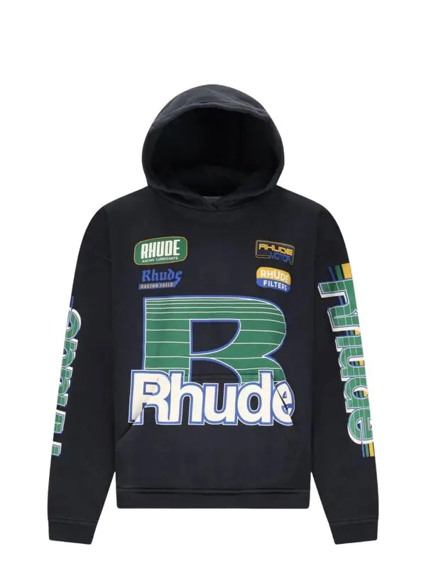 Rhude Racing Logo Hoodie - Black
