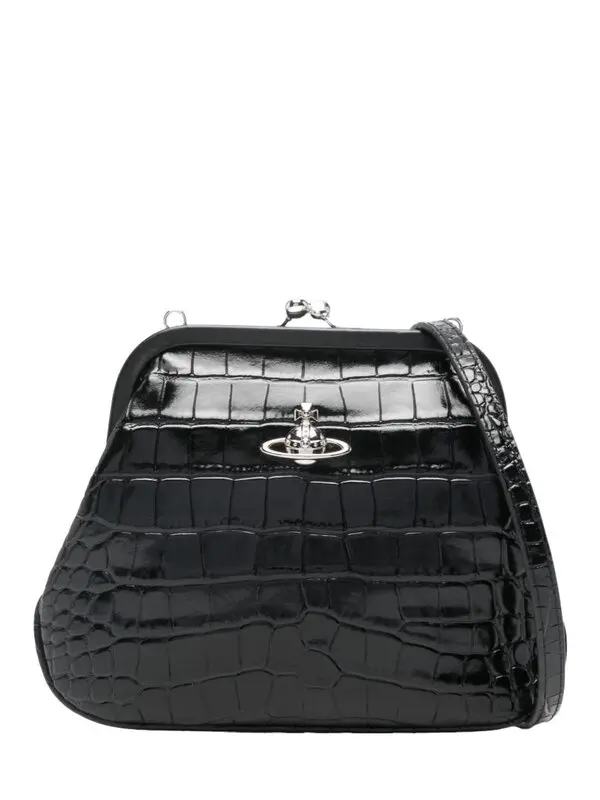 VIVIENNE WESTWOOD Frame Embossed Shoulder Bag - Black