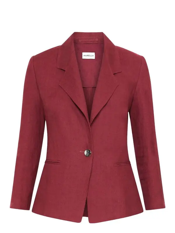 Marella Slim-fit Linen Blazer - Bordeaux Red