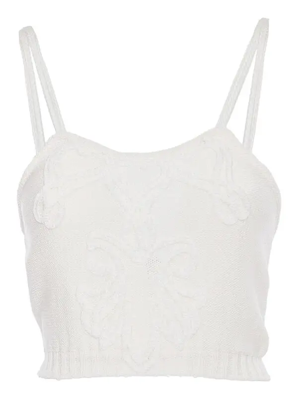 Alberta Ferretti Knitted Suspenders With Embroidery - White
