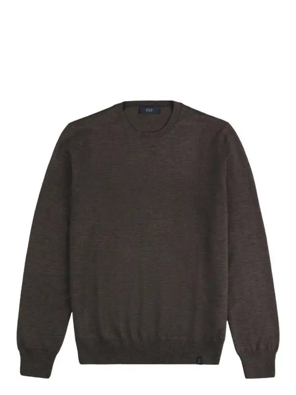 FAY Wool Round Neck Knitwear - Brown