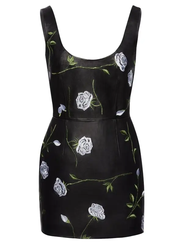 Magda Butrym Floral Embroidered Mini Dress - Black