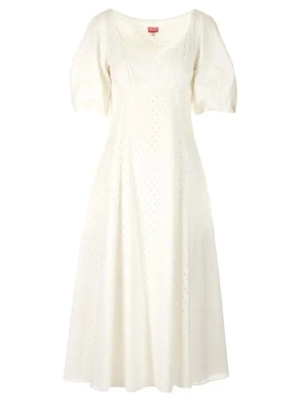 Kenzo Short Sleeve Midi Dress - White
