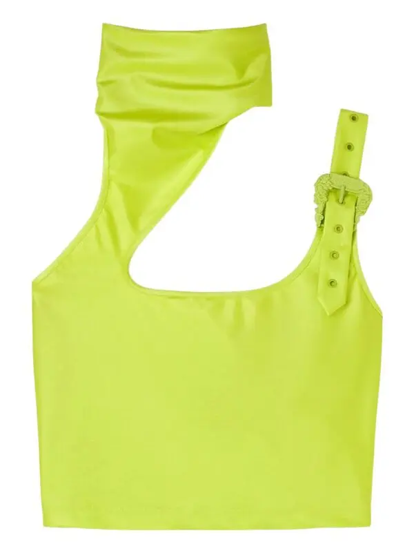 Versace Baroque Buckle Embellished Cropped Top - Yellow