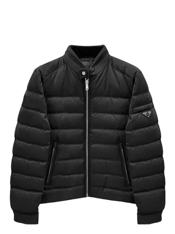 Prada Long-sleeved Quilted Jacket With Logo Embellishment - Black