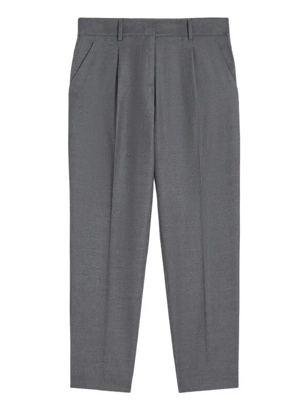 Max Mara Pleated Straight-leg Trousers - Medium Gray