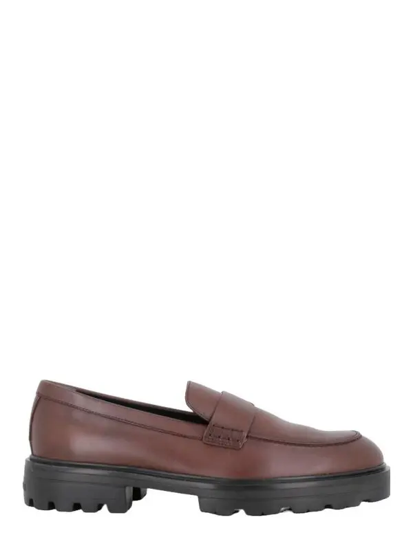 Hogan H673 Round-toe Loafers With Thick Sole - Brown