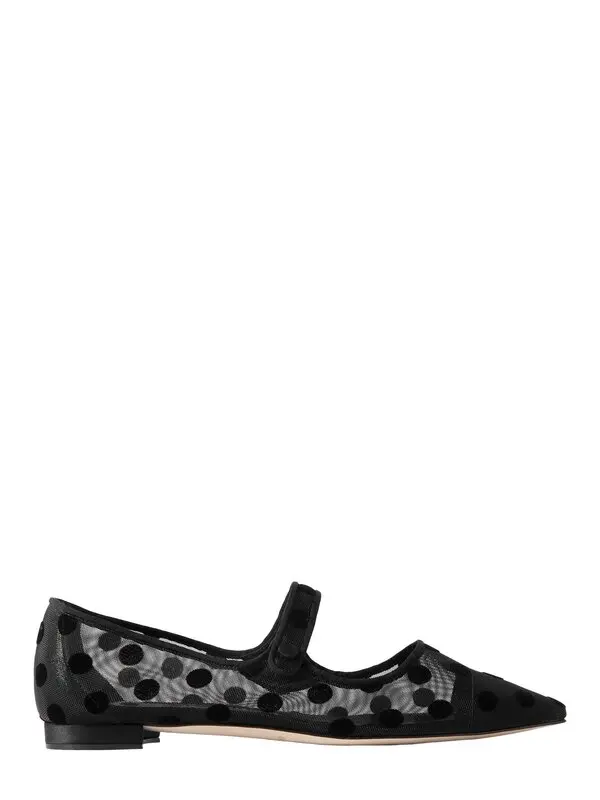 Manolo Blahnik Pointed Toe Ballet Flats With Buckle-fastening Strap - Black