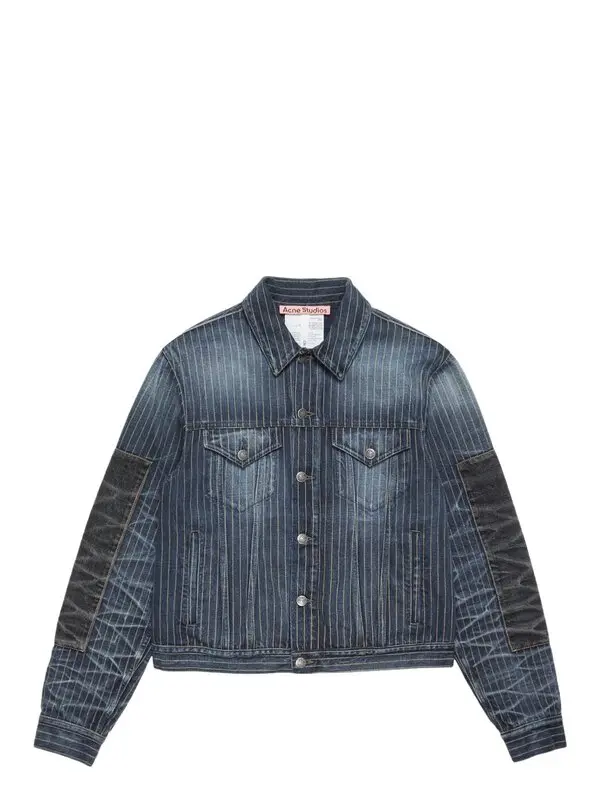 Acne Studios Patchwork Denim Trucker Jacket - Blue/black