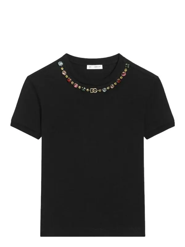 Dolce & Gabbana Jewel-embellished Crewneck T-shirt - Black