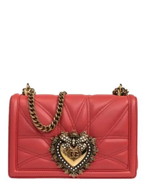 Dolce & Gabbana Devotion Shoulder Bag With Logo Plaque - Red