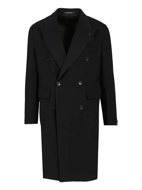 Tagliatore Peak Lapel Double-breasted Coat - Black