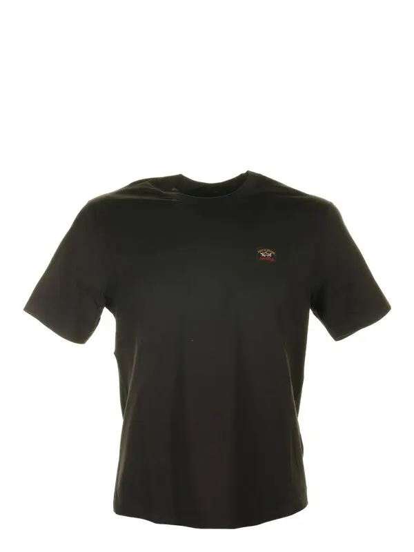 PAUL  SHARK Paul Shark Logo Patch Crewneck T-shirt - Black