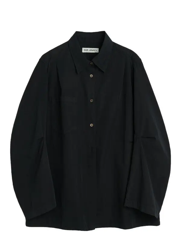 Our Legacy Relaxed Fit Shirt Top With Mother-of-pearl Buttons - Black