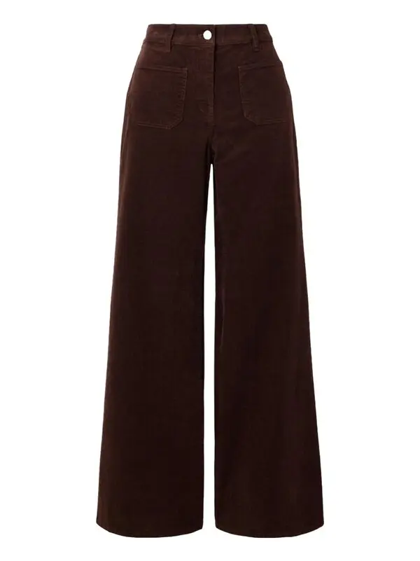 NILI LOTAN Florence Cotton-blend Corduroy Flared Pants - Burgundy