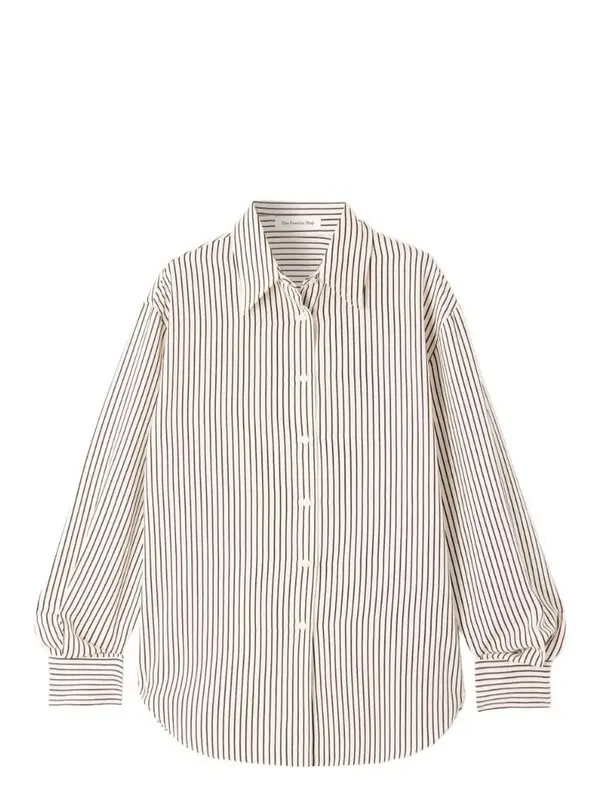 THE FRANKIE SHOP Peri Striped Lyocell-blend Twill Shirt - Beigebrown
