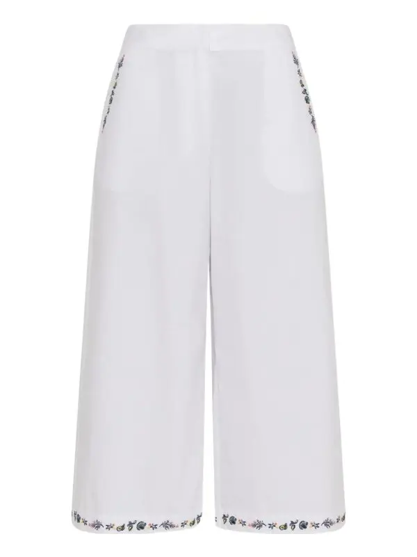 Marella Wide-leg Embroidered Trousers - White