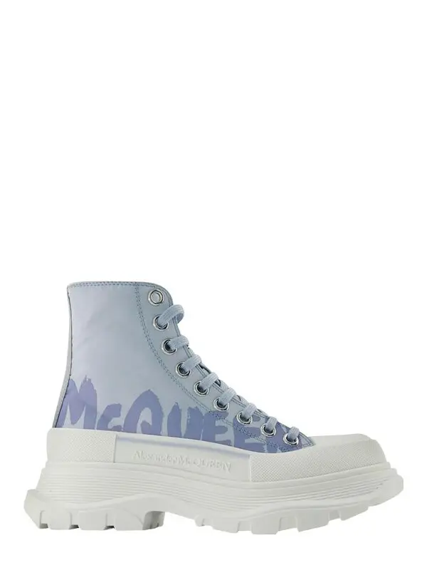 Alexander McQueen Tread Slick High-top Sneakers With Logo Print - Blue
