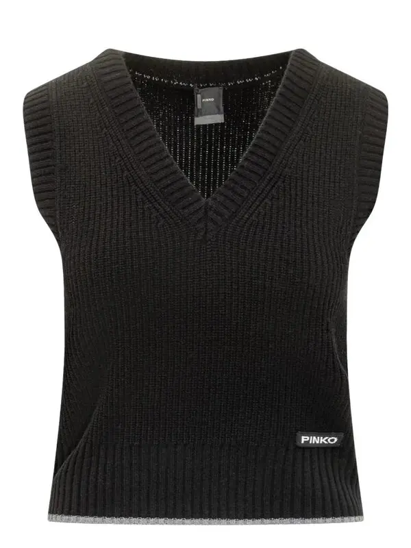 Pinko Knit V-neck Vest - Black