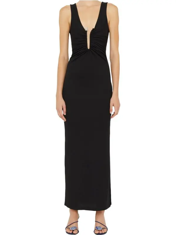 Christopher Esber Crystal-embellished Plunge Neck Maxi Dress - Black