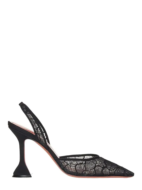 Amina Muaddi Floral Lace High-heeled Sandals - Black