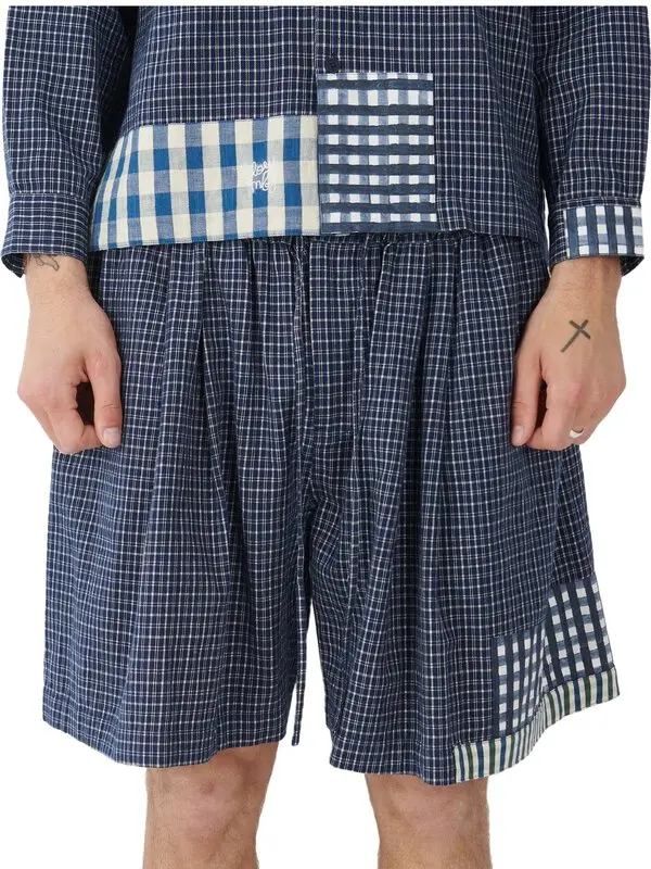 STORY MFG. Indigo Picnic Handloom Bridge Shorts - Navy Blue