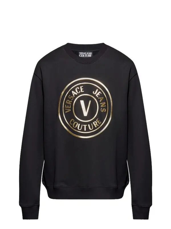Versace Logo Printed Crewneck Sweatshirt - Black