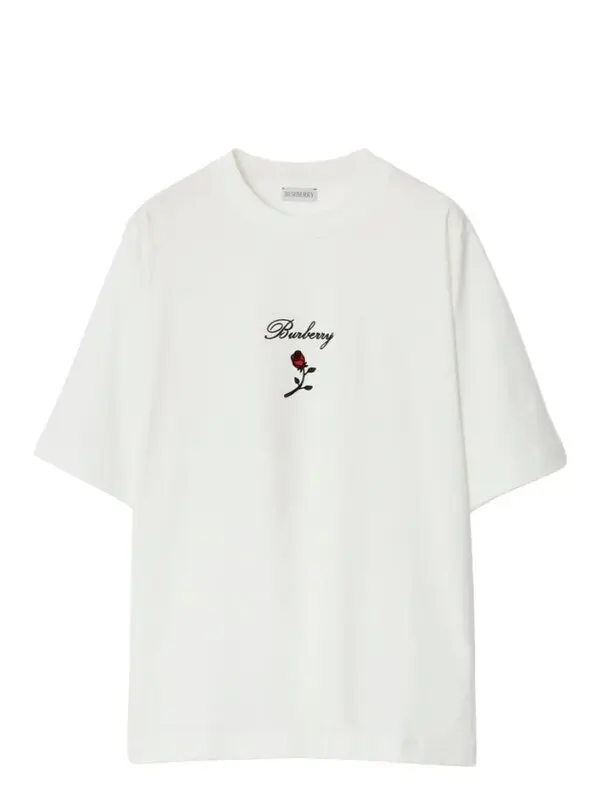 Burberry Floral Embroidered Crewneck T-shirt - Rain