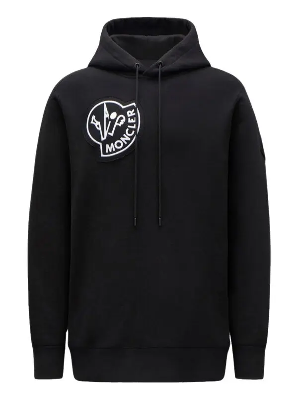 Moncler Logo Hooded Sweater - Black