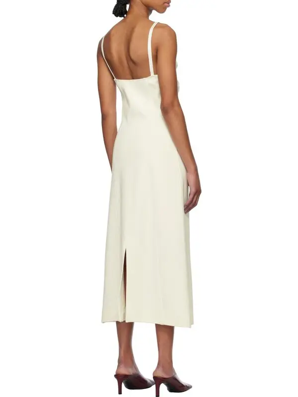 JIL SANDER Sleeveless Plunging V-neck Midi Dress - Chalk