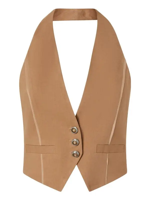 Pinko Open Back Short Vest - Brown