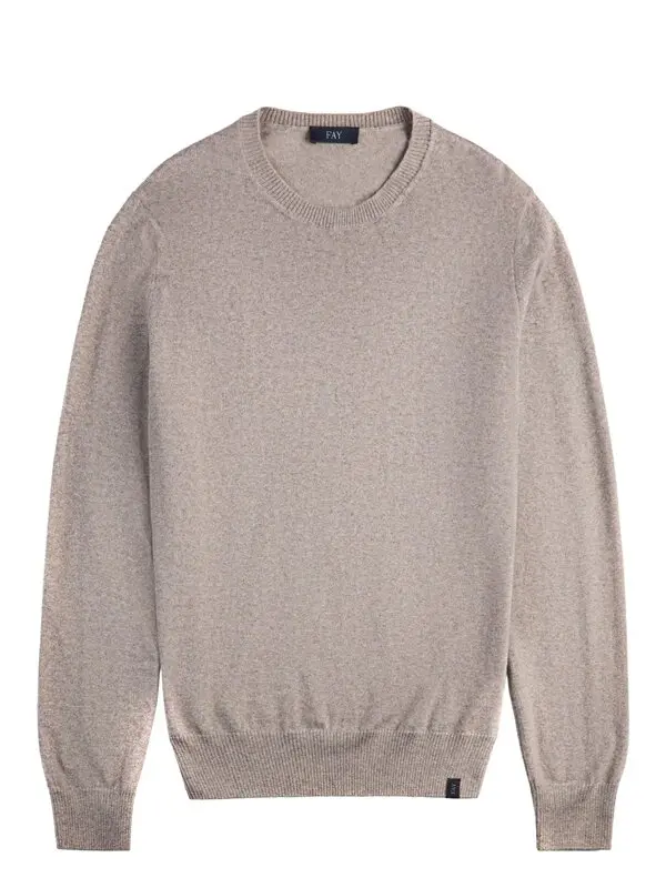 FAY Crew Neck Jumper - Light Brown