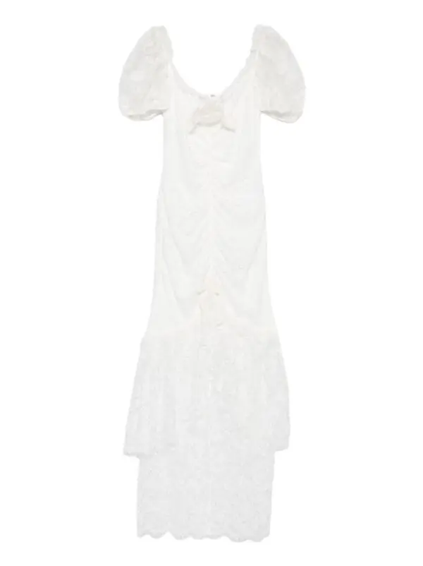 Alessandra Rich Lace Puff Sleeve Maxi Dress - White
