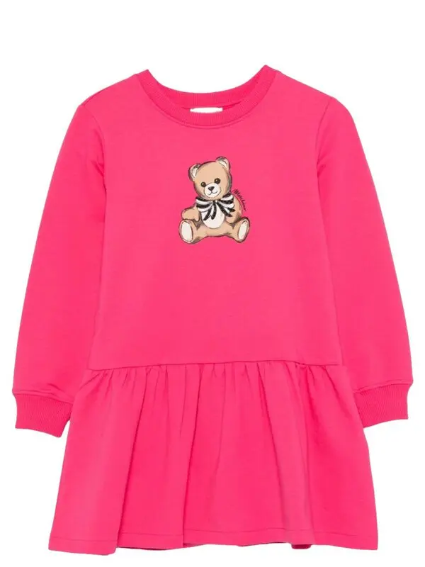 Moschino Teddy Bear-print Flared Dress - Pink