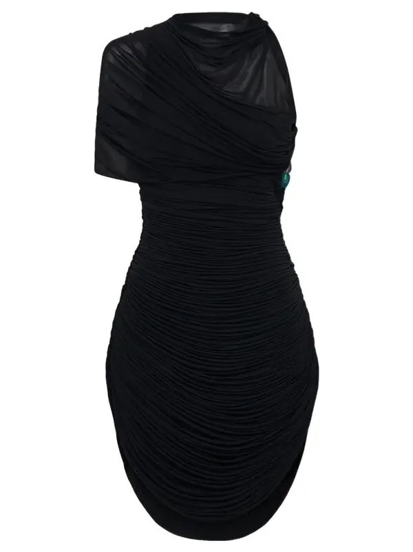 Christopher Esber Asymmetric One-shoulder Draped Mini Dress - Black