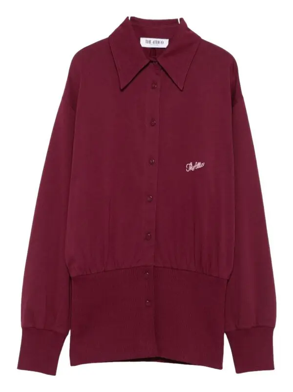 Attico Banded Hem Button-down Shirt - Red