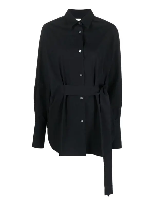 Studio Nicholson Long Sleeve Shirt With Belt Detail - Black