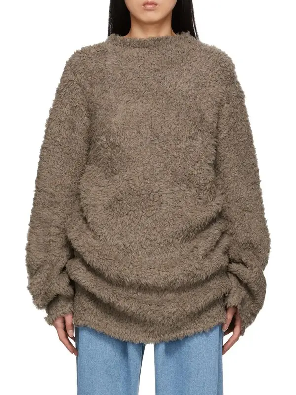 Hope Logo Round-neck Knitted Sweater - Brown