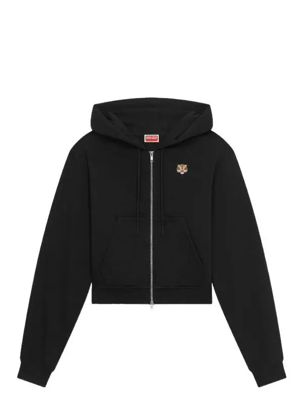 Kenzo Tiger Patch Zip-up Hoodie - Black