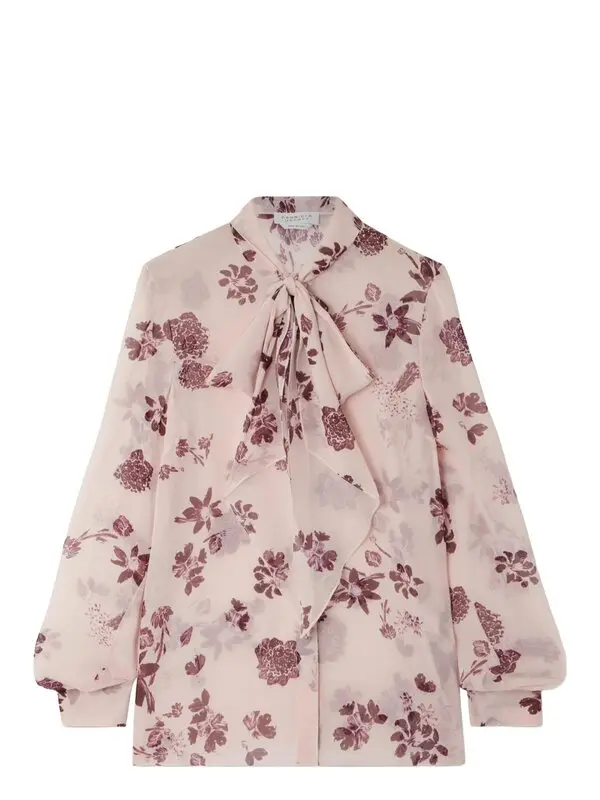 Gabriela Hearst Bow Tie Printed Long Sleeve Top - Nude