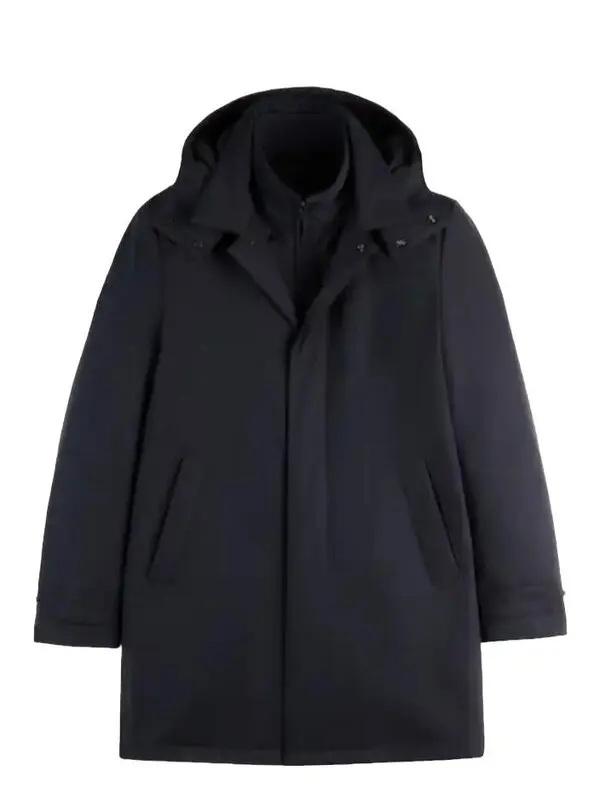 FAY Travel Stretch Jersey Coat With Zip And Snap Fastening - Blue