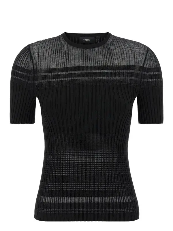 Theory Ribbed Crew-neck T-shirt - Black