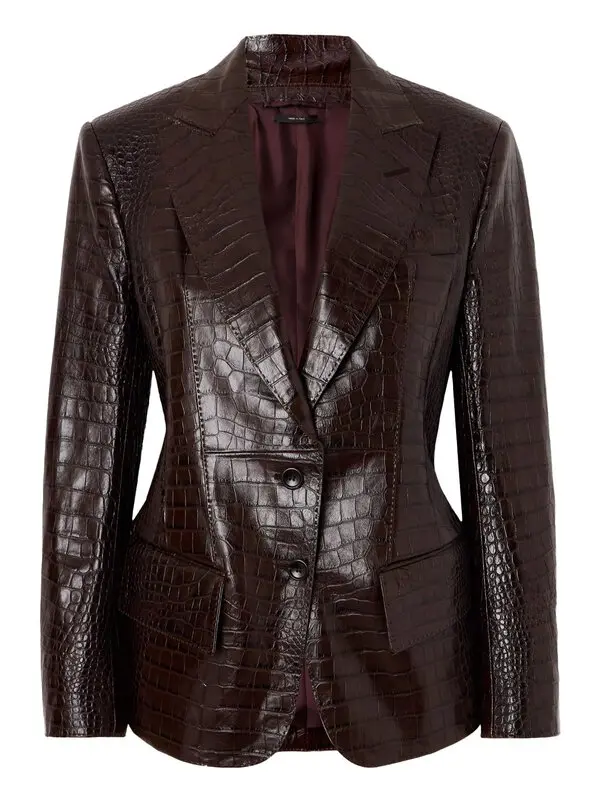TOM FORD Snakeskin-effect Leather Blazer - Black