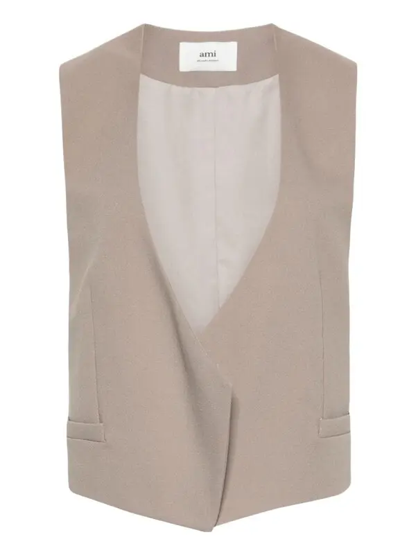 Ami Sleeveless Open-front Waistcoat - Nude