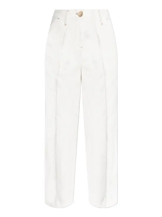Emporio Armani High Waisted Denim Trousers - White