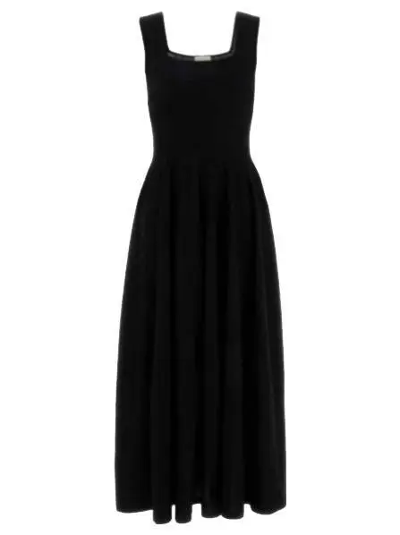 Khaite Jodie Square Neck Midi Dress - Black