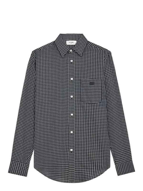Celine Loose Shirt In Checked Cotton - Black