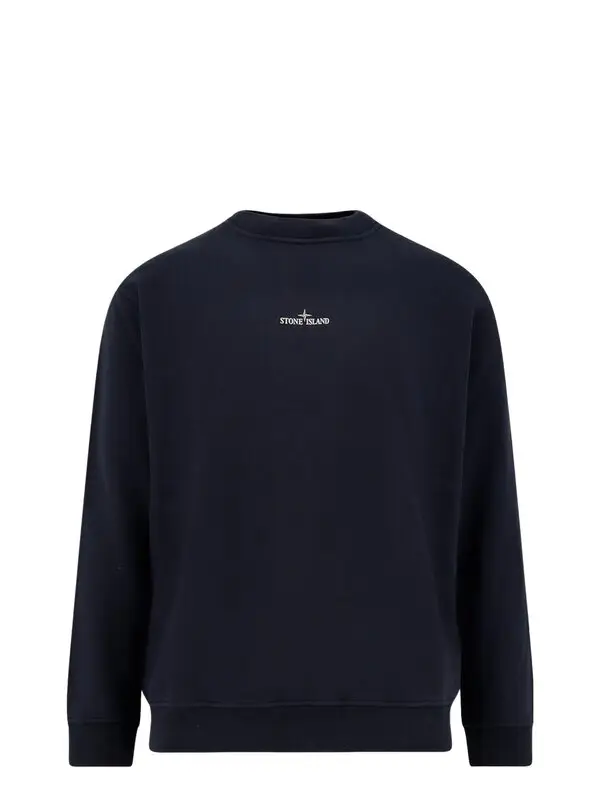 Stone Island Crewneck Sweatshirt With Logo Print - Blue