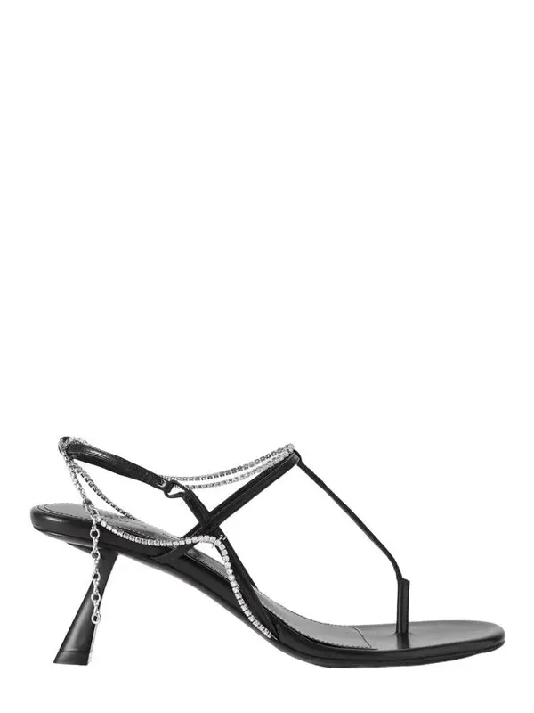 Khaite Linden Crystal Embellished Kitten Heel Sandals - Black