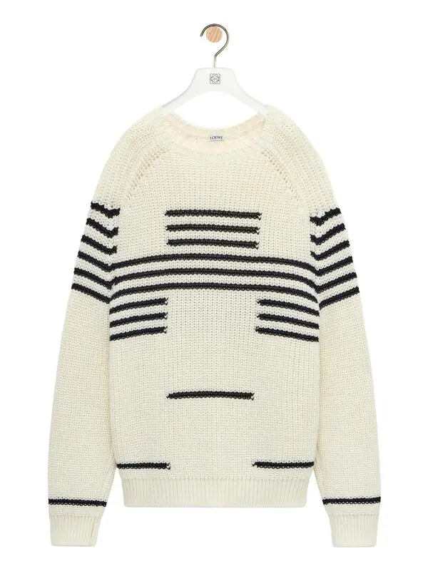 Loewe Striped Knitted Jumper - White/navy Blue